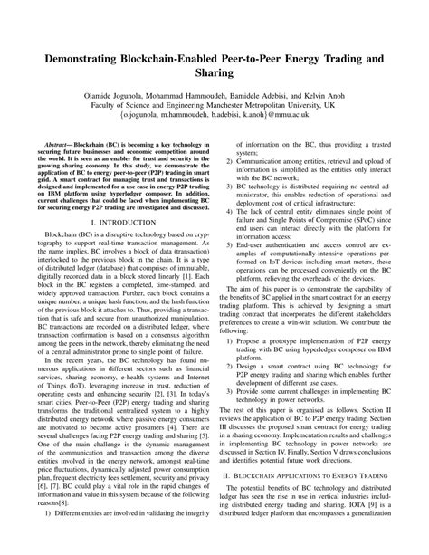Pdf Demonstrating Blockchain Enabled Peer To Peer Energy Trading And