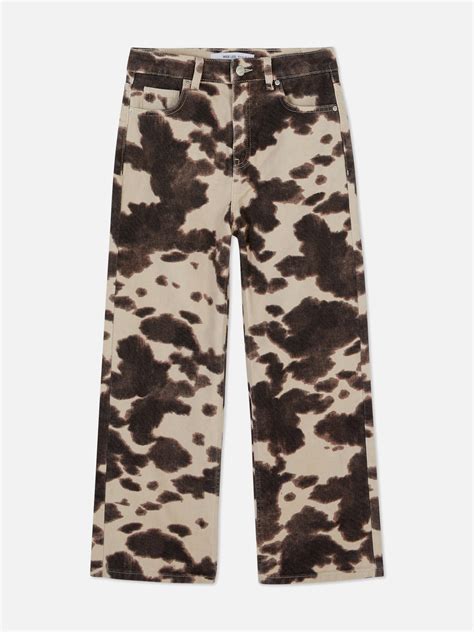 Jean denim large à imprimé vache Multicolore Filles Primark