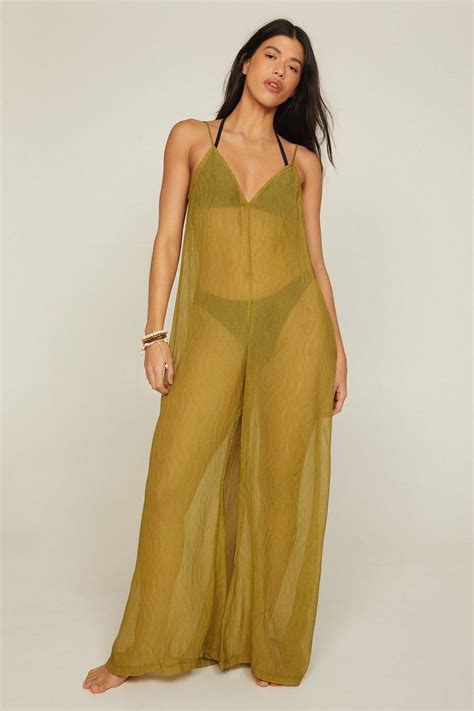 Sheer Plisse Wide Leg Jumpsuit Boohoo Uk