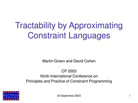 Ppt Tractability By Approximating Constraint Languages Powerpoint