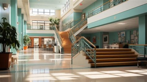 Premium Ai Image Empty High School Hallway