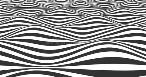 Abstract Black And White Striped 3d Waves Vector Optical Illusion