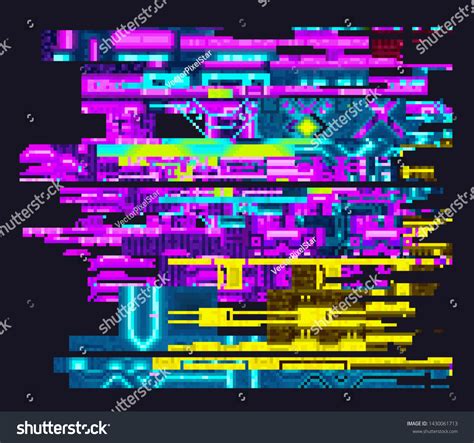 Glitch Abstract Background 8bit Pixel Art Stock Vector Royalty Free