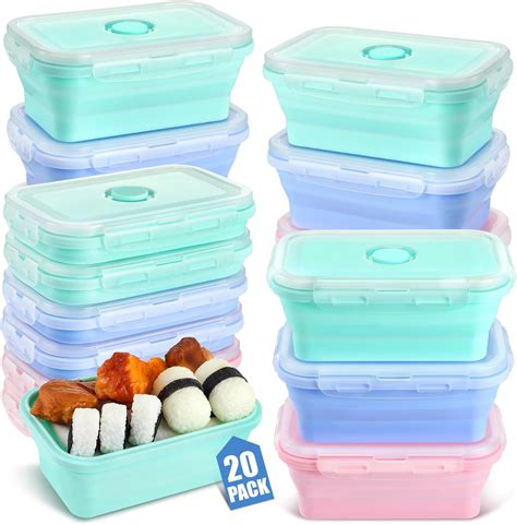Nitial 20 Pack Silicone Collapsible Food Storage Containers