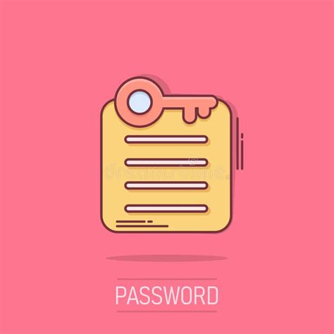 Password Account Icon In Comic Style Keyword Cartoon Vector Illustration On White Isolated
