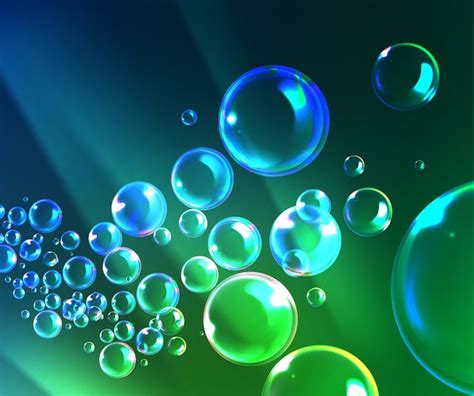 반사와 비누 거품의 그림 프리미엄 벡터