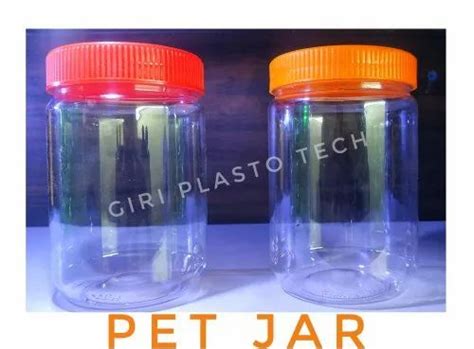 Transparent Round Plastic Pet Jar For Confectionery Capacity 450gm