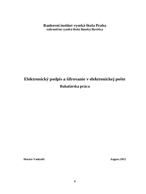 Elektronick Podpis A Ifrovanie V Elektronickej Pote Ambis Cz Doc