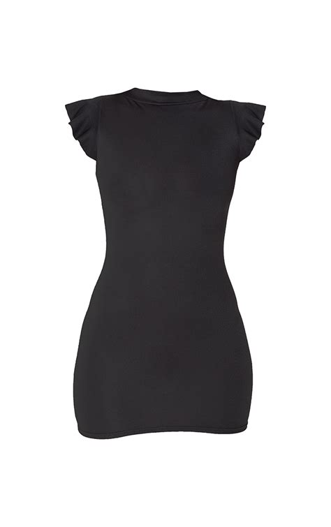 Black High Neck Cap Sleeve Bodycon Dress Prettylittlething Usa