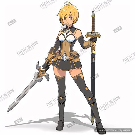Ai创作图拿剑的卡通 大宝剑武侠风人物设计 可爱小武侠背着宝剑 动漫游戏造型 女剑士 动漫游戏人物 Q版女性 卡通女侠头像 昵图网