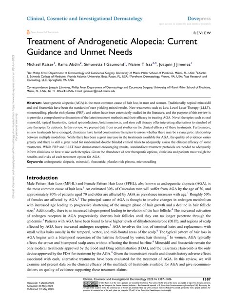 Pdf Treatment Of Androgenetic Alopecia Current Guidance And Unmet Needs