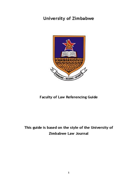 University Of Zimbabwe Faculty Of Law Referencing Guide Pdf Note