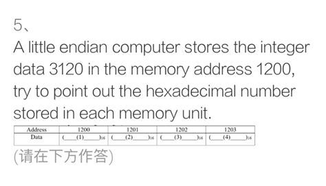 solved 5 a little endian computer stores the integer data