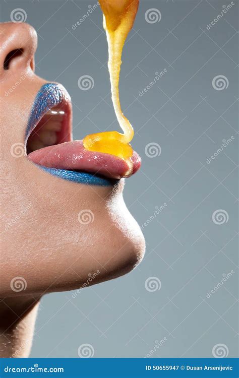 Girl Licking Honey Stock Image Image Of Natural Body