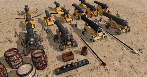 Cannon Cannons Cannon Balls And Gunpowder Barrels
