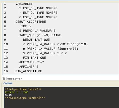 algorithme somme des carrés des chiffres d un nombre entier forum