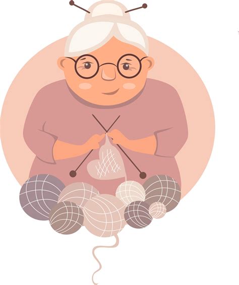 Old Woman Knits On Knitting Needles 2982386 Vector Art At Vecteezy