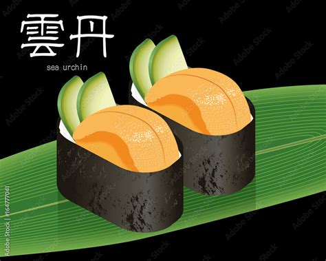 ウニの寿司のリアルイラスト｜握り寿司 軍艦巻き Stock Vector Adobe Stock