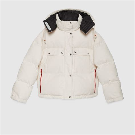 Gg Cotton Canvas Puffer Jacket In Off White Gucci® Us