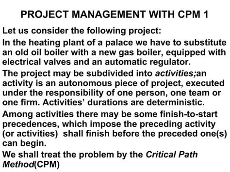 PPT PROJECT MANAGEMENT WITH CPM 1 PowerPoint Presentation Free Download ID 829622
