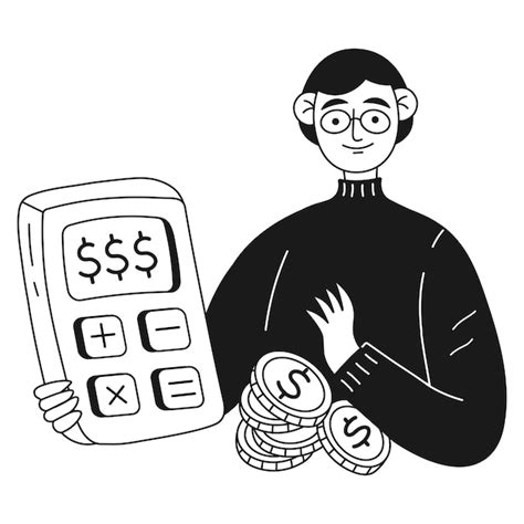 Premium Vector Financial Drawing Of A Man With A Calculator Counting