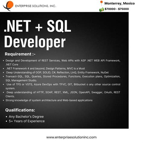 Enterprise Solutions Inc On Linkedin Dotnetdeveloper Sqldeveloper