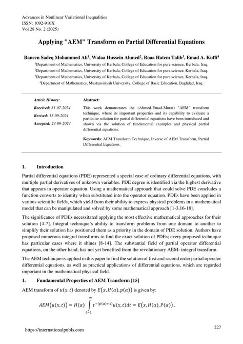 pdf applying aem transform on partial differential equations