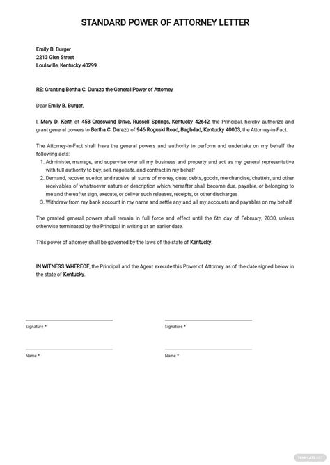 Free Power Of Attorney Authorization Letter Google Docs Word PDF