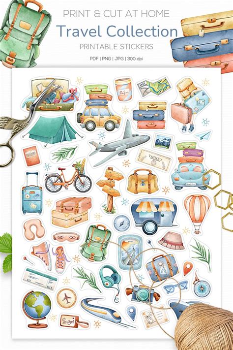 Travel Printable Stickers Beach Stickers Collection Summer Sticker