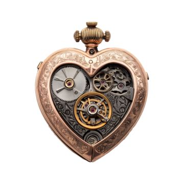 Heartshaped Steampunk Locket Inspired By Watch Parts PNG Vector PSD
