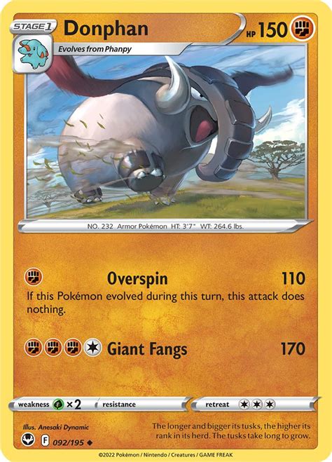 Serebii net Pokémon Card Database Silver Tempest 92 Donphan