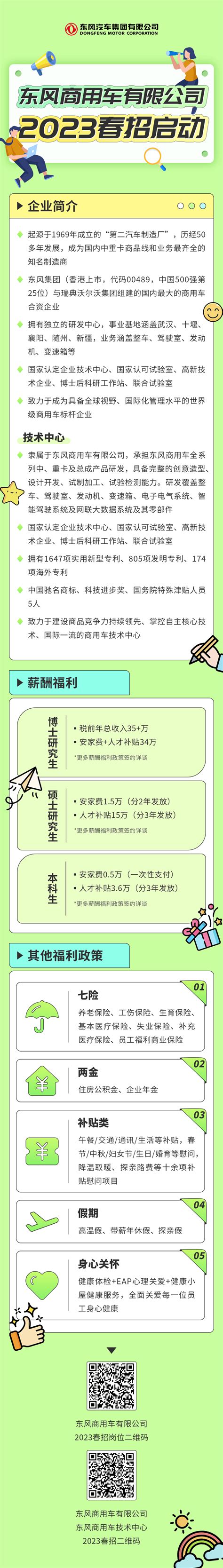 招聘信息 东风商用车有限公司技术中心2023年春季校园招聘来袭！就业政策曹向楠