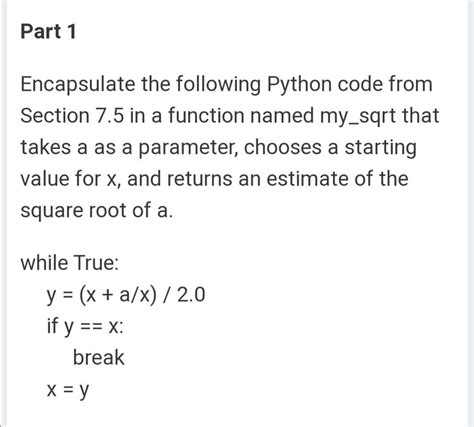 University Python Programming How To Make A Function That Estimates Square Roots R