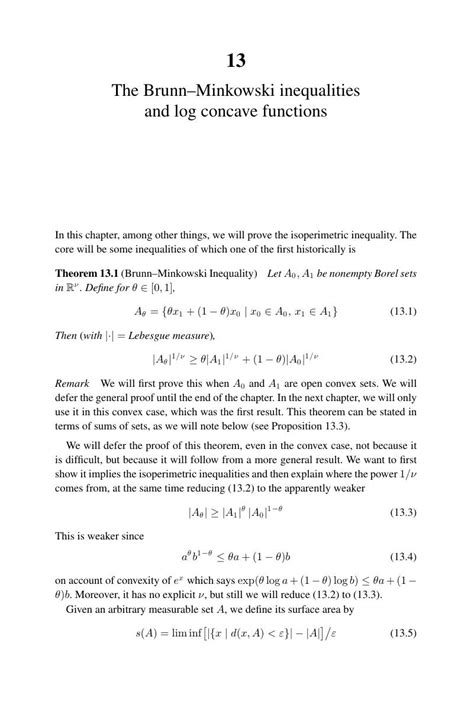 The Brunnminkowski Inequalities And Log Concave Functions Chapter 13