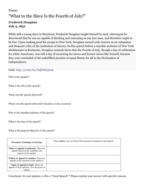 Speech Analysis Worksheet — Db