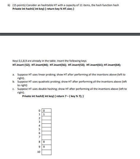 Solved 6 15 Points Consider An Hashtable Ht With A