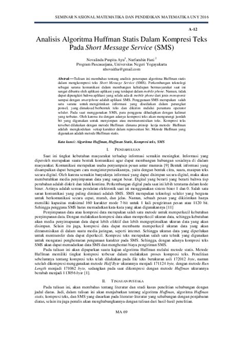 Pdf Analisis Algoritma Huffman Statis Dalam Kompresi Teks Pada Short