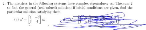 solved 2 the matrices in the following systems have complex