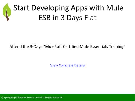 SpringPeople Introduction To Mule ESB PPT