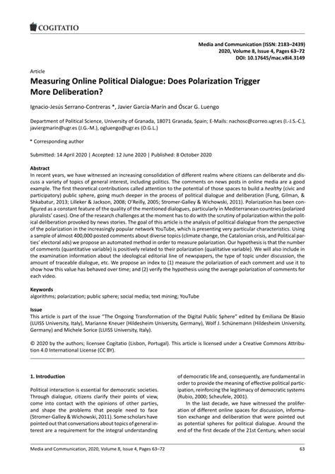 Pdf Measuring Online Political Dialogue Does Polarization Trigger More Deliberation