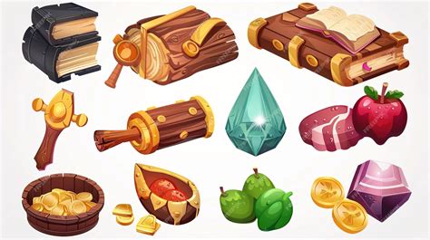 Premium Photo Fantasy Game Assets Collection Iconic Objects With Detailed Design Isolated
