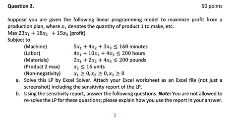 Solved Suppose You Are Given The Following Linear