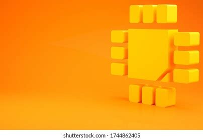 Yellow Computer Processor Microcircuits Cpu Icon Stock Illustration