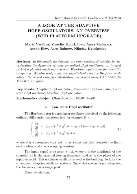 Pdf A Look At The Adaptive Hopf Oscillators An Overview Web Platform Upgrade