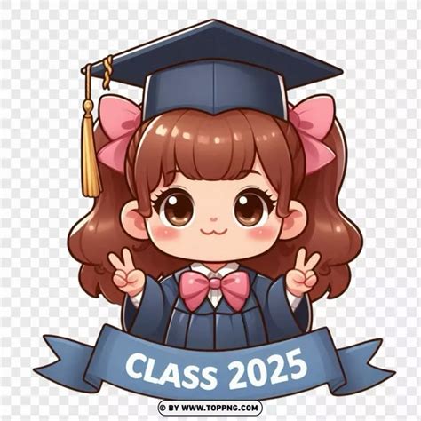Smiling Girl Graduate With Class Of 2025 Banner Toppng In 2024