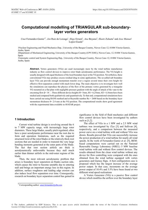 pdf computational modelling of triangular sub boundary layer vortex