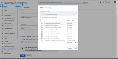Google Cloud IAM Unable To Find Cloud Vision API User Role Or Vision Images Annotate