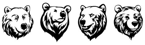 곰의 머리 추상 캐릭터 그림 변형 세트 엠블럼에 대 한 그래픽 로고 디자인 서식 파일입니다 초상화의 이미지입니다 검은색에 대한 스톡 벡터 아트 및 기타 이미지 Istock