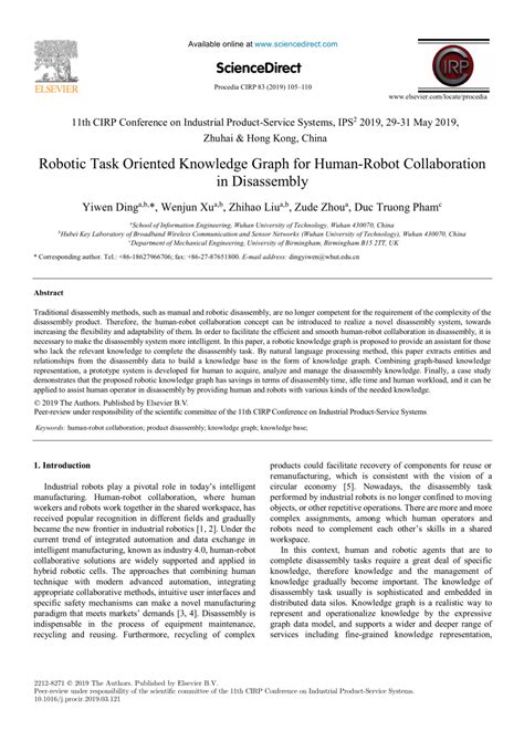 PDF Robotic Task Oriented Knowledge Graph For Human Robot