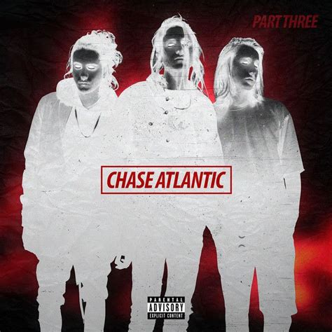 Three Men Standing In Front Of A Red Background With The Words Chase Atlantic On It
